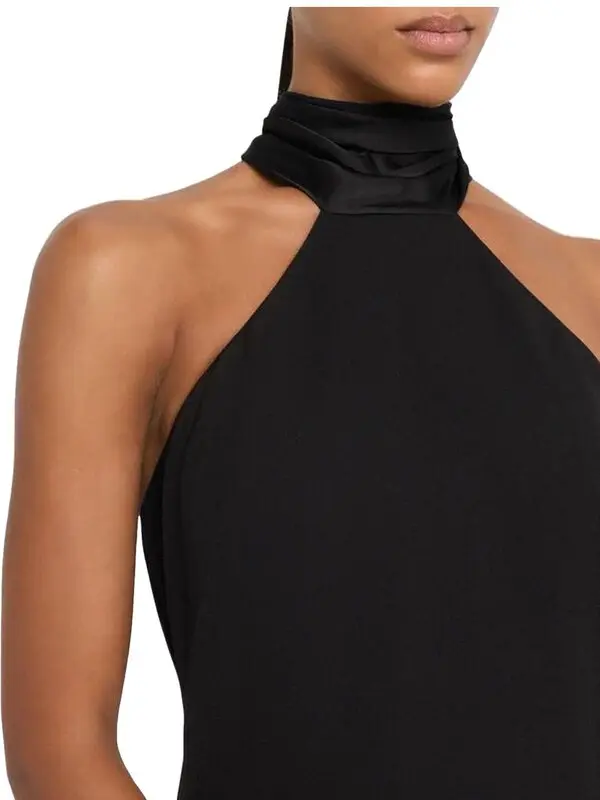 Aidan Mattox Draped Bonded Crepe Column Gown - Black