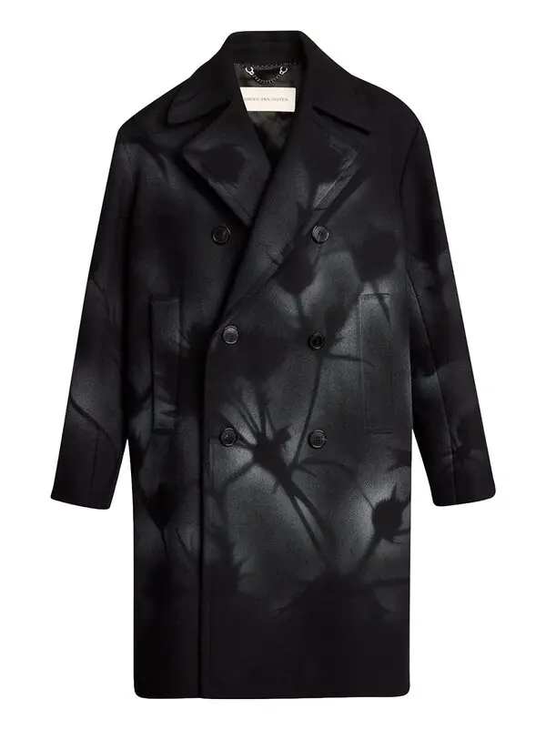 Dries Van Noten Racos Printed Double-breasted Coat - Black