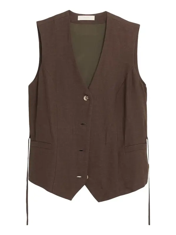 Faithfull The Brand Eva Linen-blend Vest - Forest