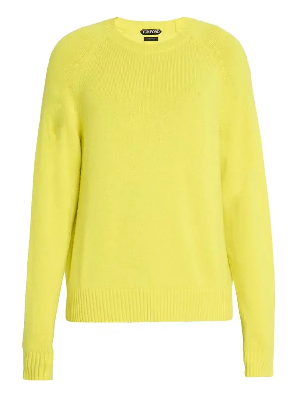 TOM FORD Felted Cashmere Crewneck Sweater - Yellow