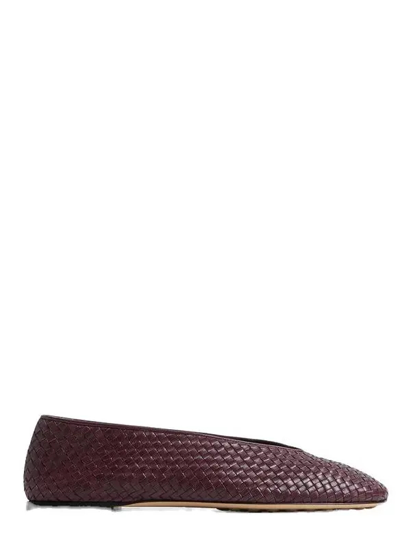 Bottega Veneta Merino Shearling Ballerinas - Deep Mahogany