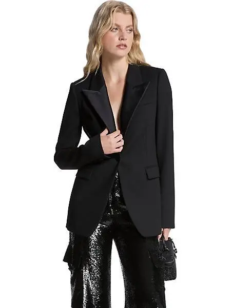 Michael Kors Twill Tuxedo Blazer - Black