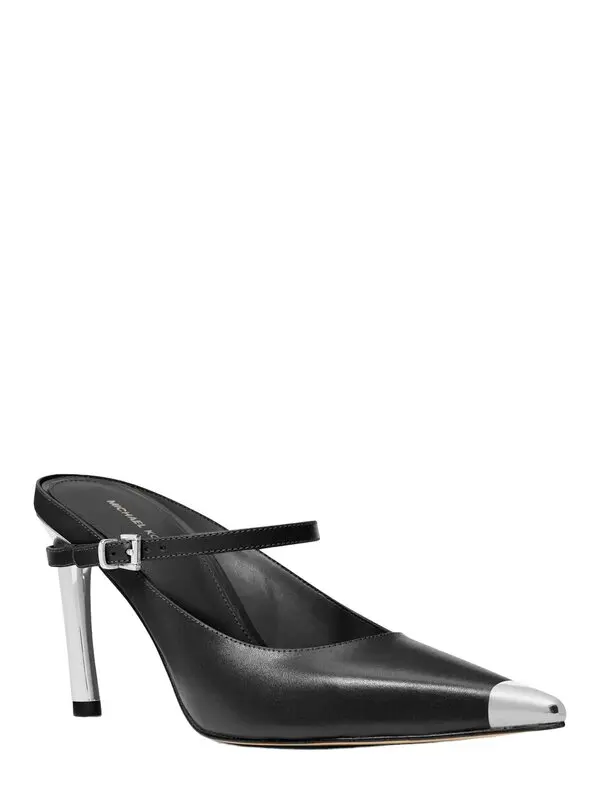 Michael Kors Kasia Leather High Heel Mule Pump - Black