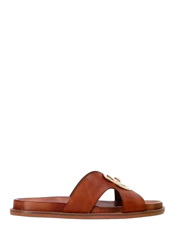 KOTRIS SANDALS Leather Embellished Sandals - Brown