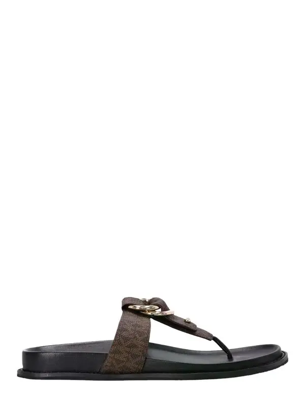 Michael Kors Monogram Flat Sandals - Black