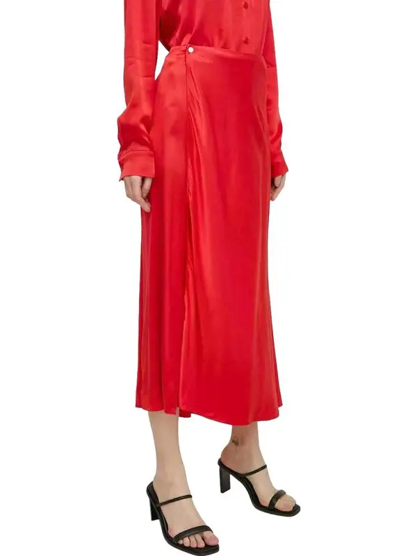 SAMSOE SAMSOE Asymmetrical Hem Wrap Skirt - Red
