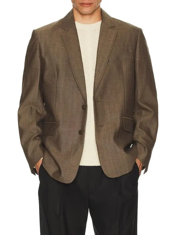 PERCIVAL Grounds Tailored Blazer In Brown - Oak