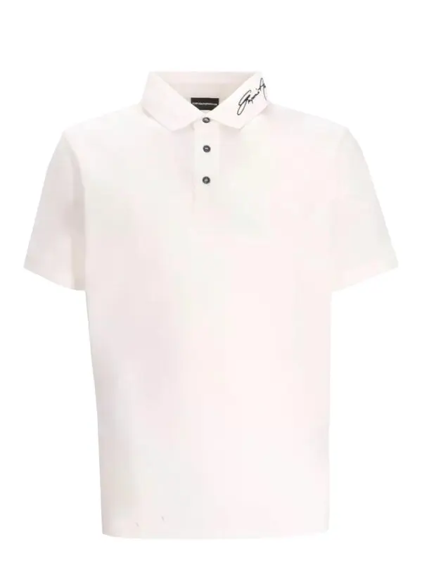 Emporio Armani Signature-collar Polo Shirt - White