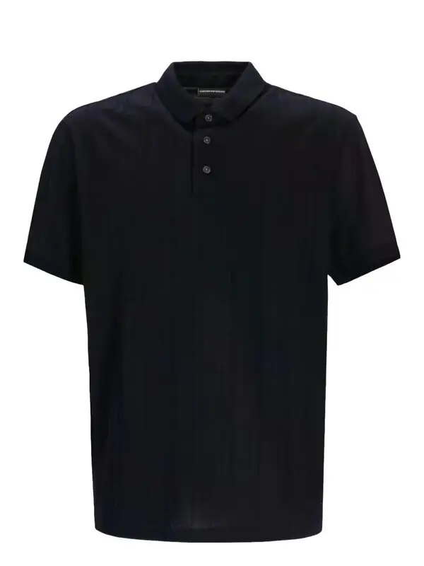 Emporio Armani Ribbed Cotton Polo Shirt - Black