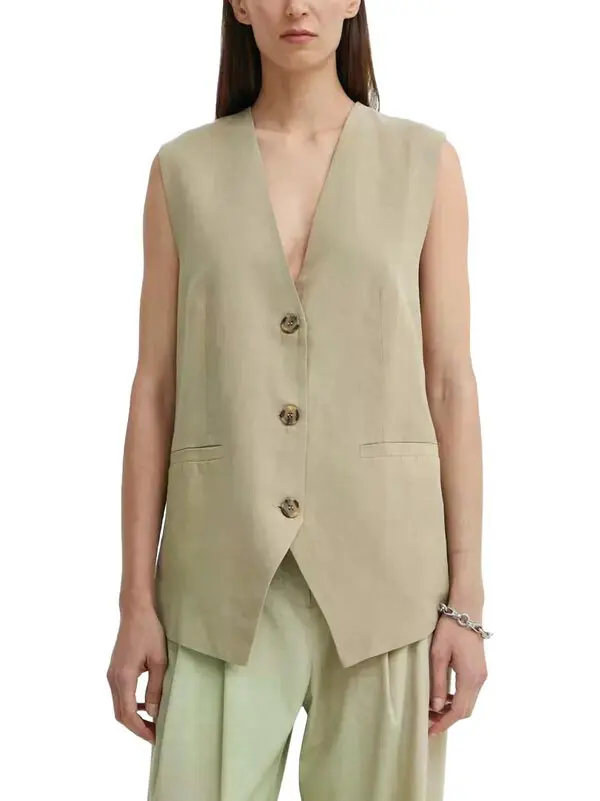 SAMSOE SAMSOE Sleeveless V-neck Gilet - Neutrals