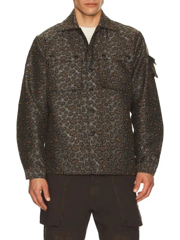 BEAMS Mil Camo Jacquard Shirt Jacket - Brown