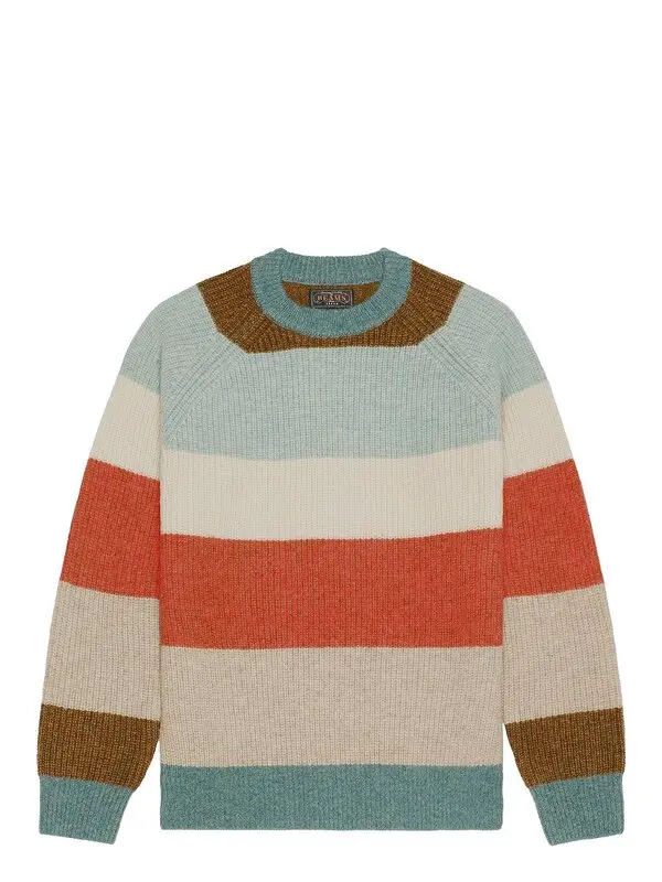 BEAMS Crew Stripe 5g Sweater - Multi