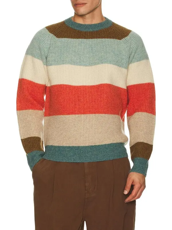 BEAMS Crew Stripe 5g Sweater - Multi