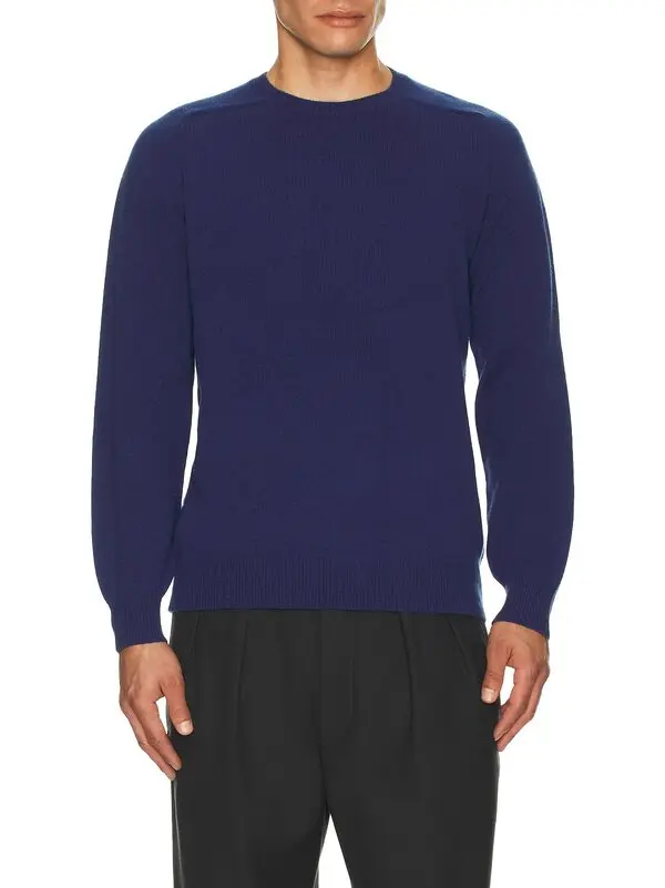 BEAMS Crew 9g Sweater - Blue