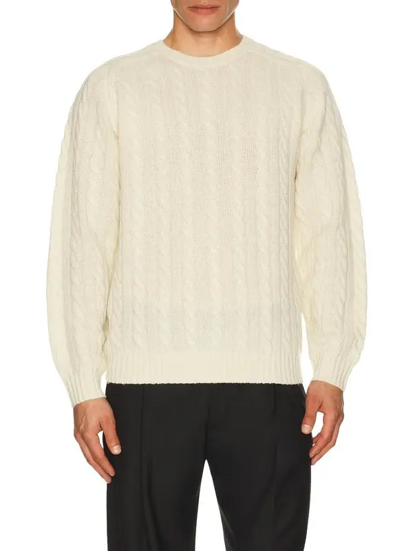 BEAMS Crew Cable 5g - Off White