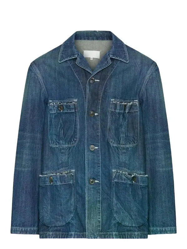 MAISON MARGIELA Multi-pocket Frayed Denim Jacket - Blue