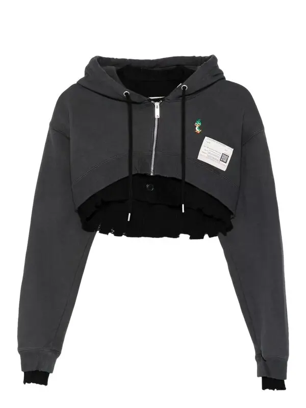Mihara Yasuhiro Layered Cropped Hooded Jacket - Black