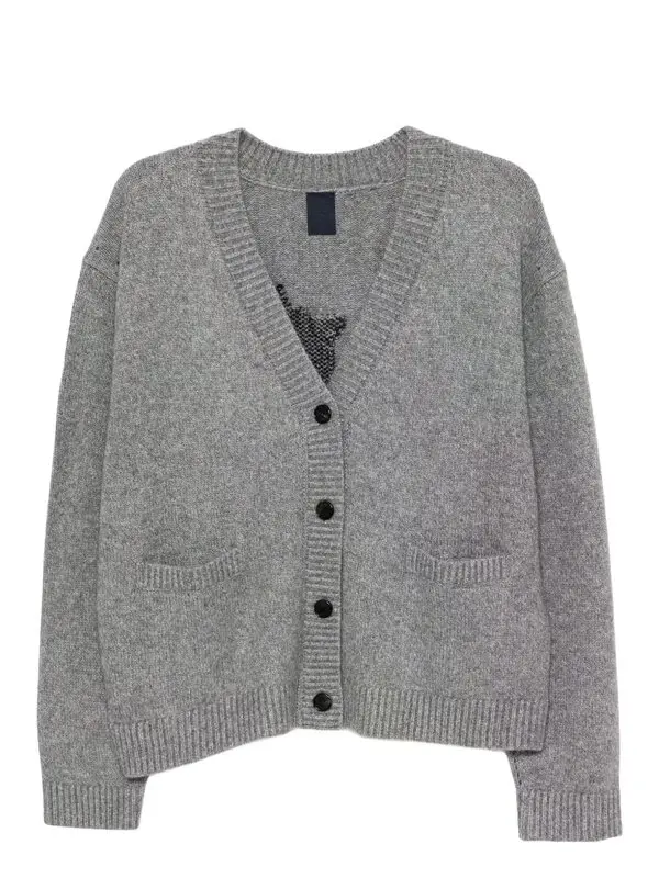 JUUN.J Cat-intarsia Cardigan - Grey
