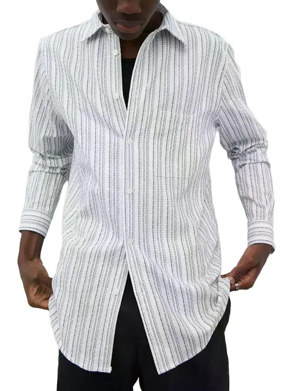 SAMSOE SAMSOE Striped-pattern Long-sleeve Shirt - White