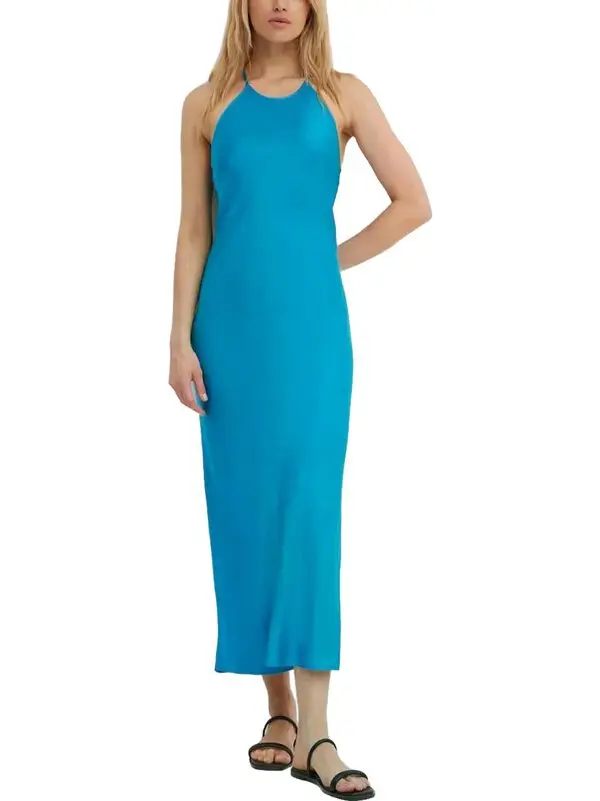 SAMSOE SAMSOE Halterneck Open-back Midi Dress - Blue