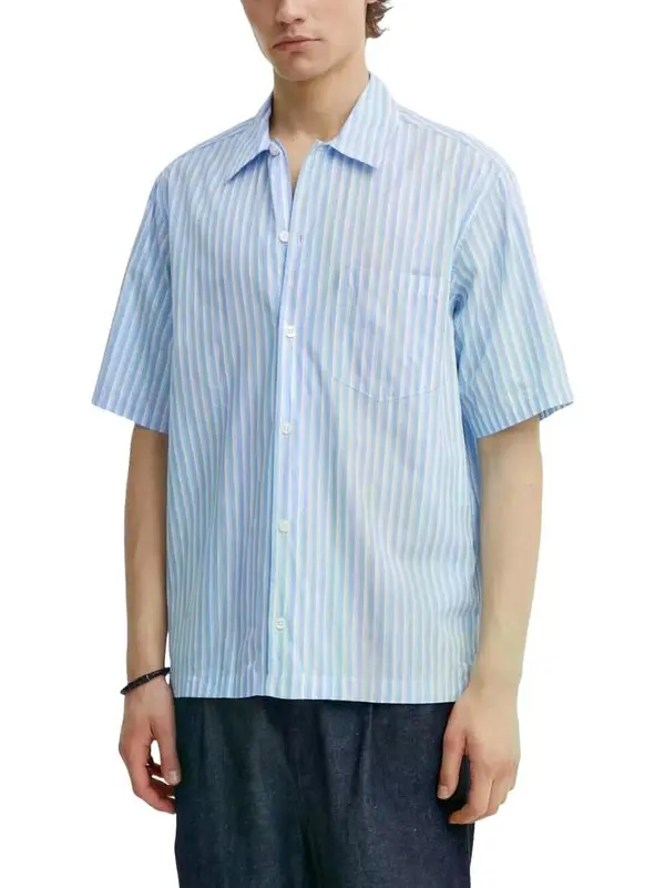 SAMSOE SAMSOE Chest-pocket Striped-pattern Shirt - Blue