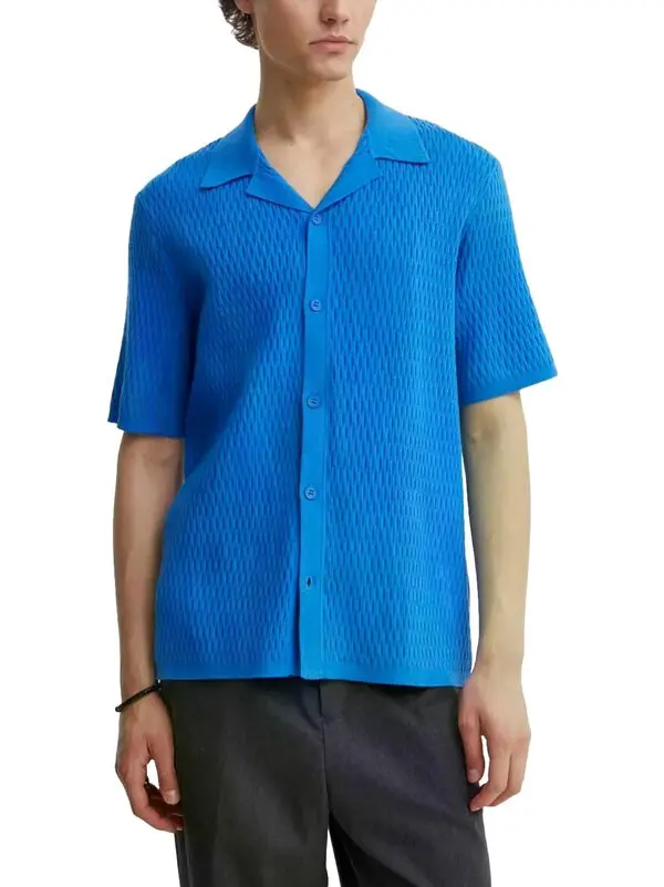 SAMSOE SAMSOE Textured-effect Short-sleeve Shirt - Blue