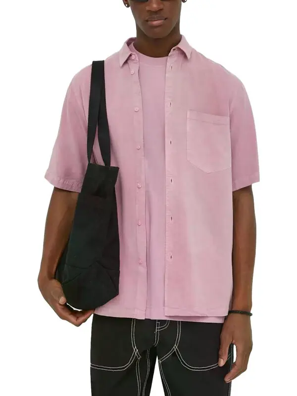 SAMSOE SAMSOE Chest-pocket Short-sleeve Shirt - Pink