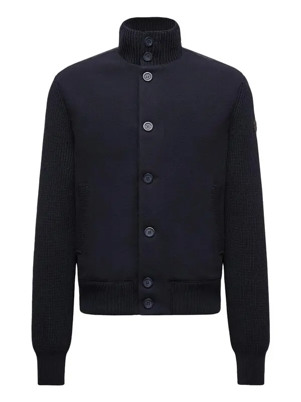 Moncler Padded Wool Zip-up Cardigan - Blue