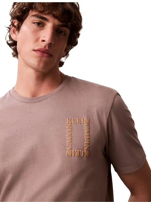 Calvin Klein Square Logo Graphic Relaxed T-shirt - Muddy Brown