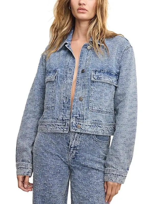 Good American Crystal Denim Jacket - Indigo