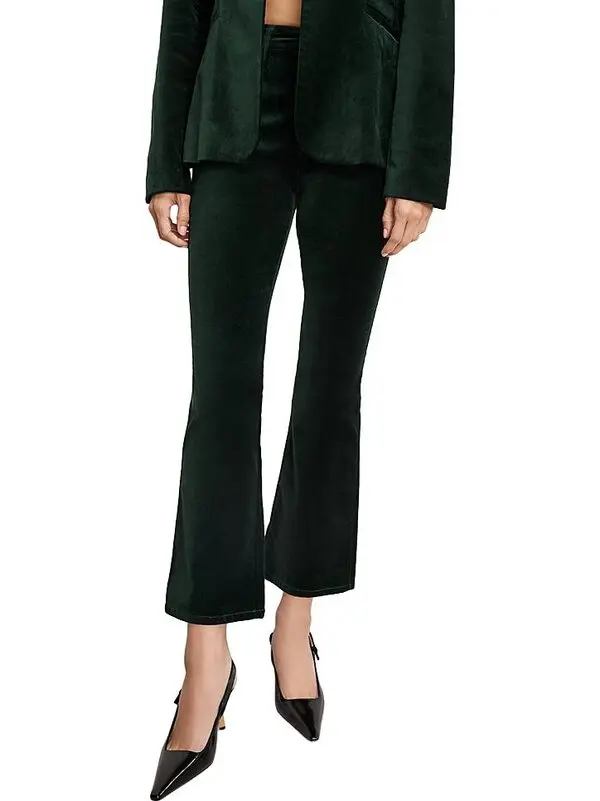 Good American Velvet High-rise Kick Flare Pants - Pine Green