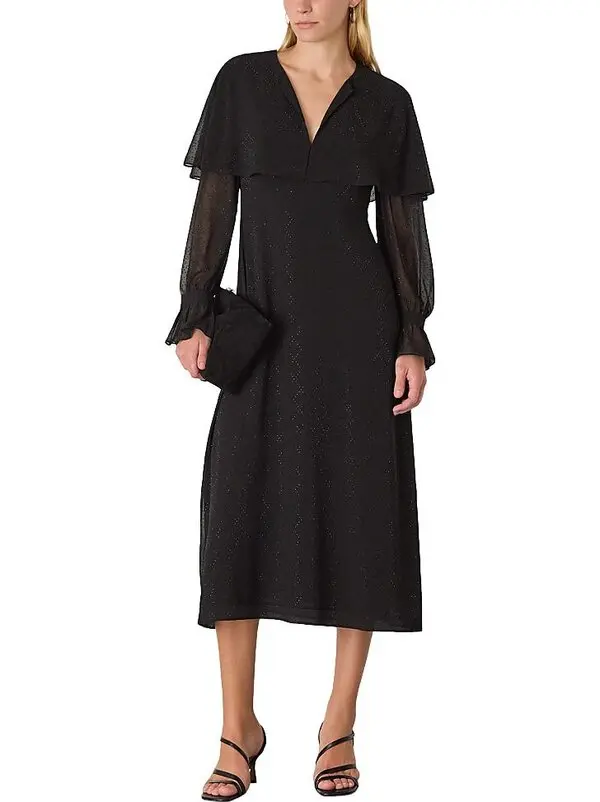 Whistles Cape Midi Dress - Black