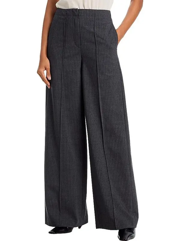 Rag & Bone Irina Pinstripe Wide-leg Pants - Gray