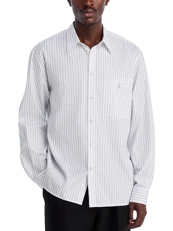 Helmut Lang Relaxed Fit Button Front Shirt - White/navy