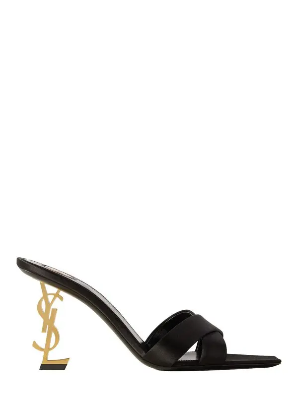 Saint Laurent Opyum Satin Mules - Black