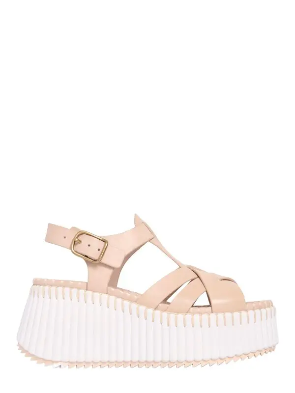 Chloé Nama Wedge Sandal - Blushy Beige