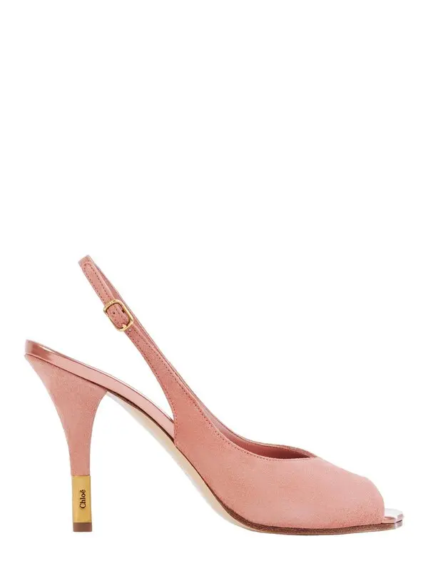 Chloé Heeled Flower Sandals - Light Rosewood