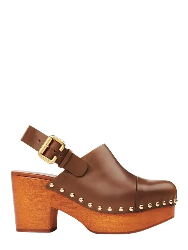 Chloé Jeannette Wedge Clogs - Olive