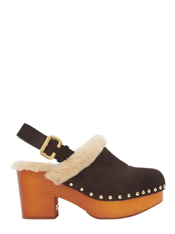 Chloé Jeannette Wedge Clogs - Burnt Brown