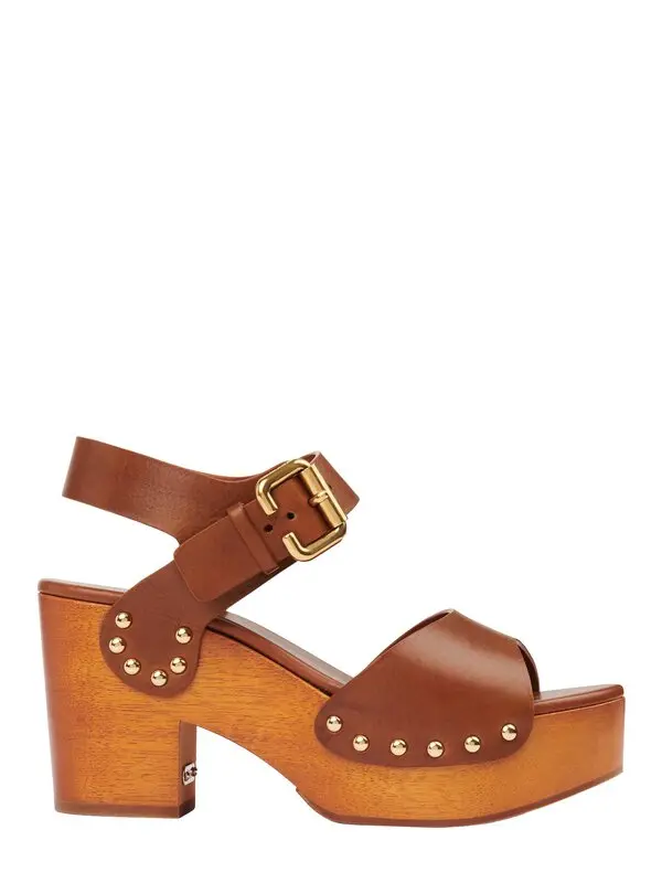 Chloé Jeannette Wedge Clog - Ginger Brown