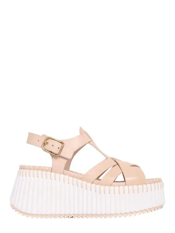 Chloé Nama Wedge Sandal - Blushy Beige