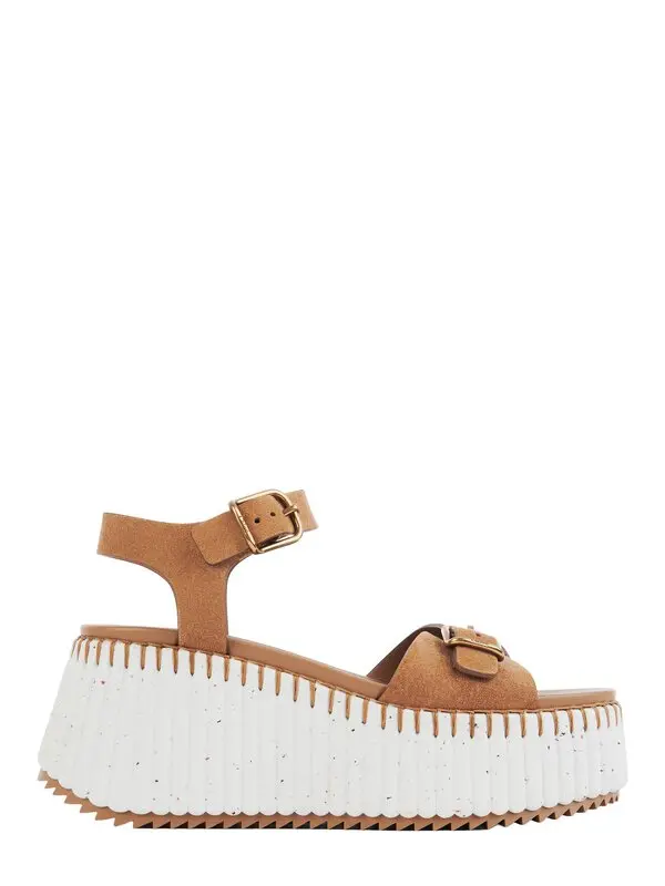 Chloé Nama Wedge Sandal - Dune Brown