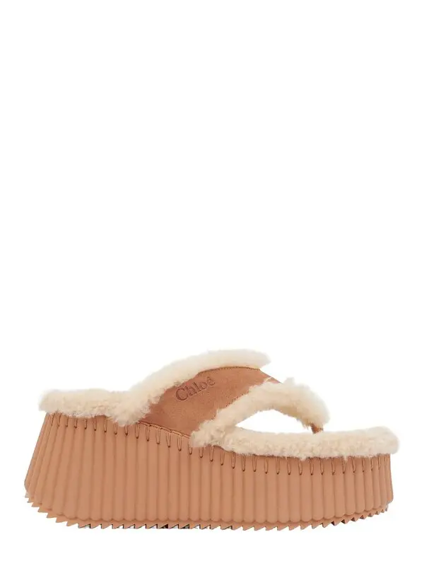 Chloé Nama Wedge Sandals - Pottery Brown