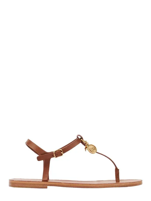 Chloé Charms Flat Sandals - Ginger Brown