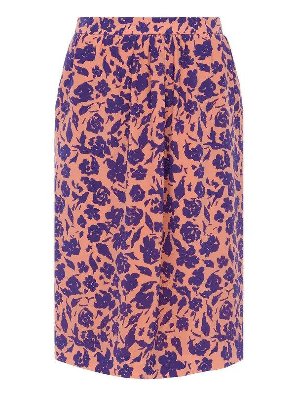 Chloé Pencil Skirt In Crêpe De Chine - Pink - Blue