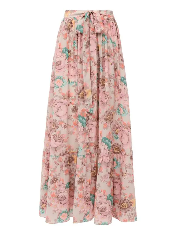 Chloé Crêpe De Chine Gathered Midi Skirt - Muddy Grey