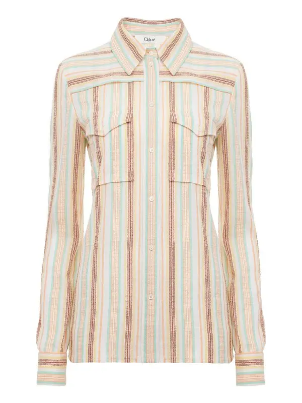 Chloé Fitted Crêpon Shirt - Multicolor White