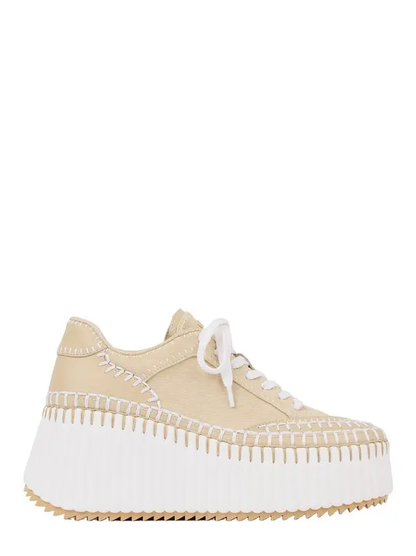 Chloé Nama Wedge Sneakers - Pale Khaki