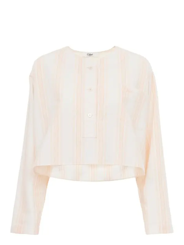 Chloé Striped Cropped Top - White Pink