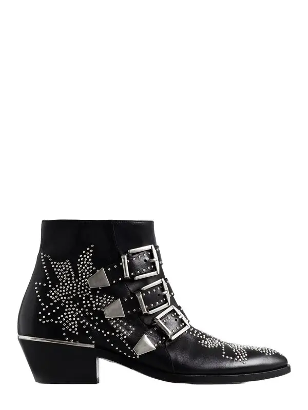 Chloé Susanna Suede Ankle Boots - Black Silver